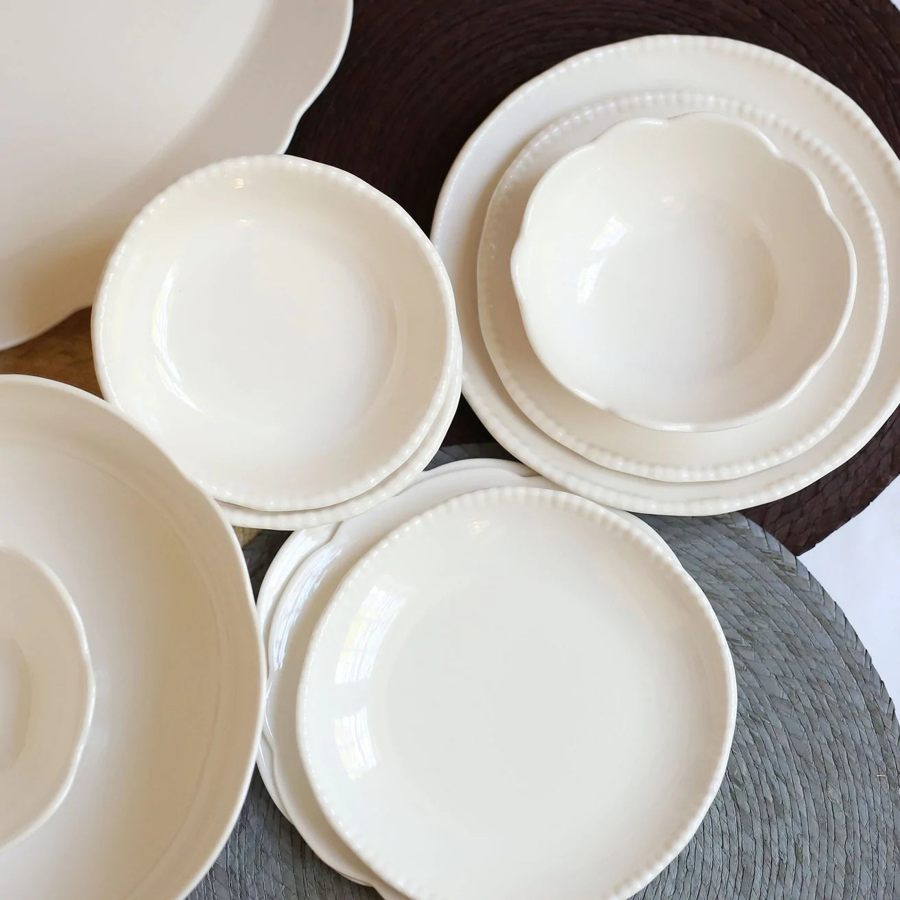 Beaded Melamine, Cream – Willow Gray Home